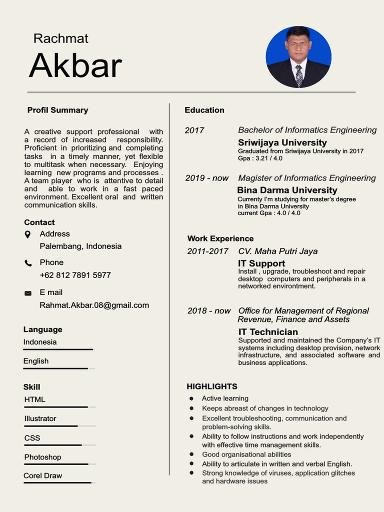 CV Akbar 2020 | PDF | Computer Science | Information Age