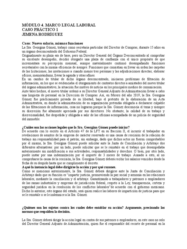 Caso 1. Marco Legal Laboral | PDF