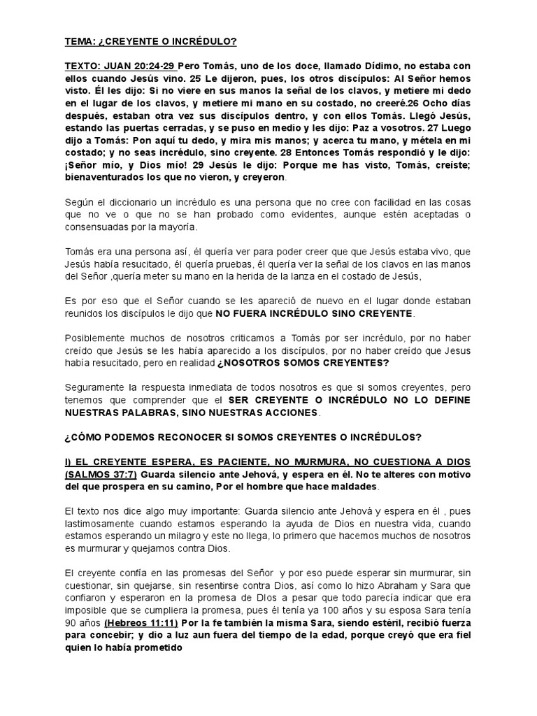 ¿Creyente o Incredulo | PDF | Dios | Sarah