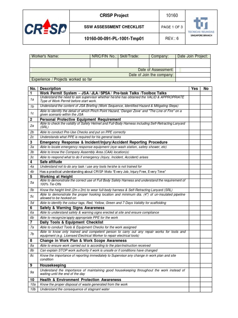 TMP 01 - SSW Evaluation Critera | PDF