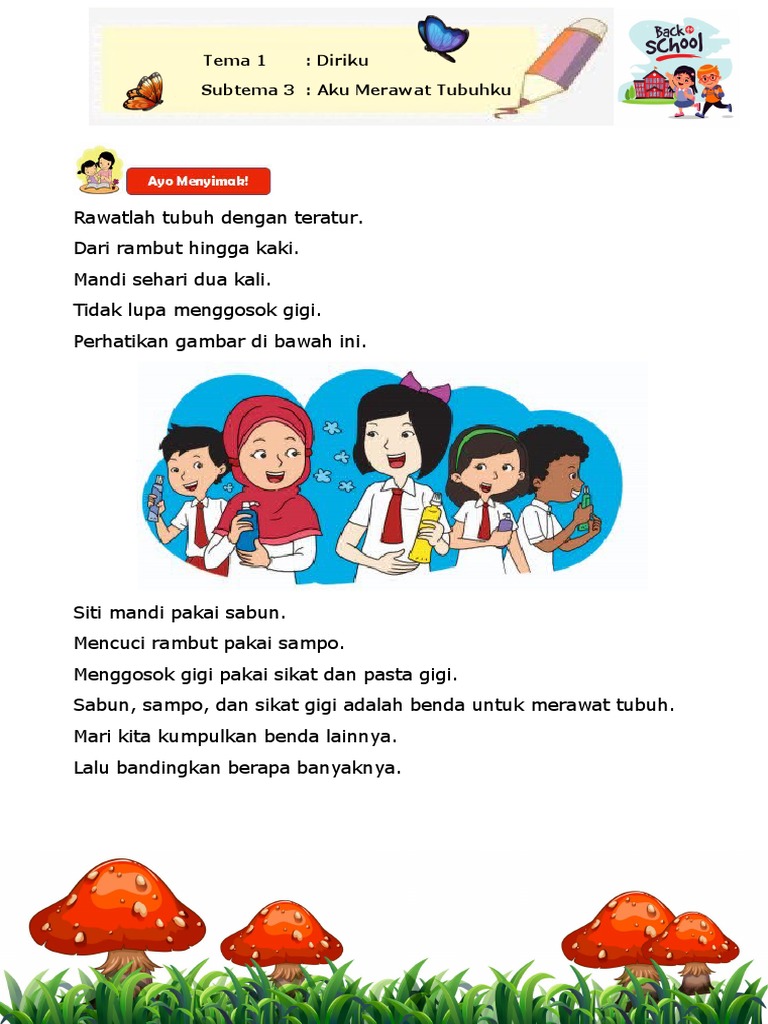 Bahan Ajar Kelas 1 Tema 1 Sub Tema 1 - 5 | PDF