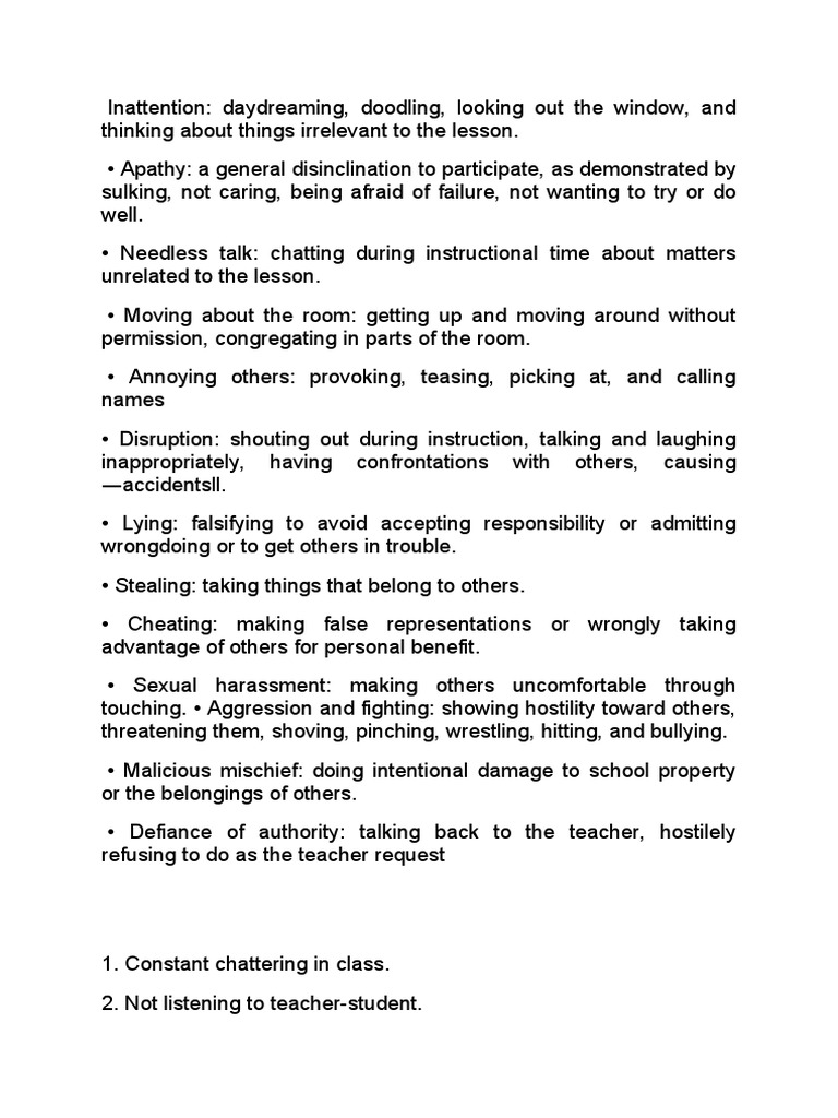 Misbehaviour | PDF | Classroom | Psychology