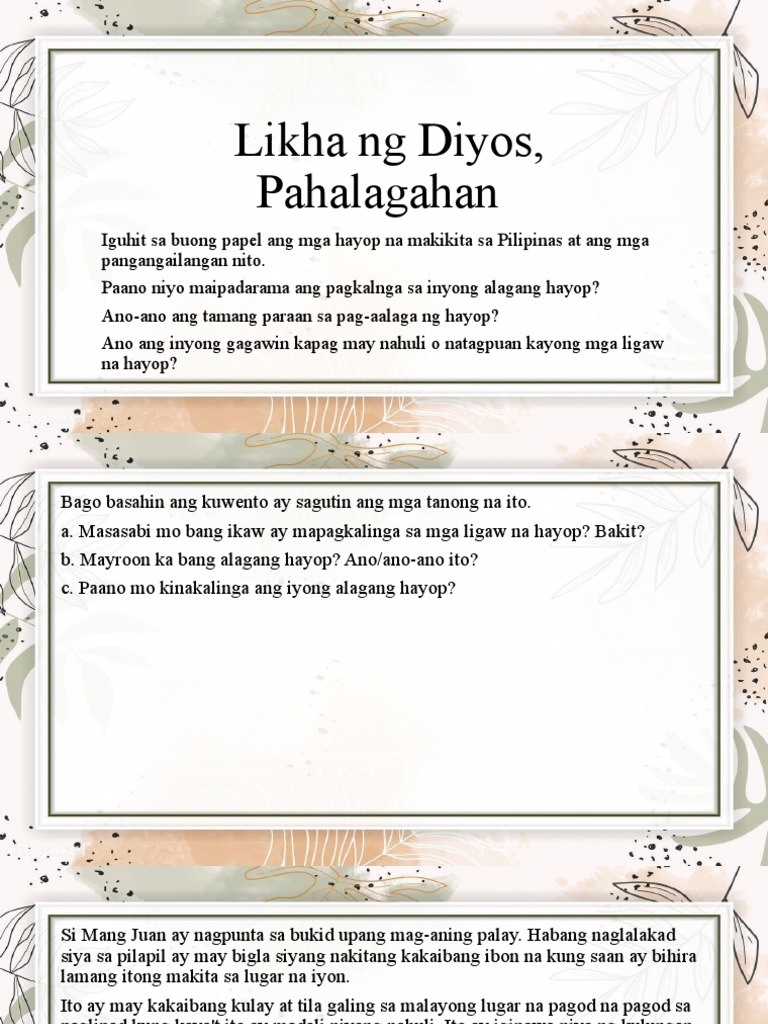 Lesson 21 Likha NG Diyos, Pahalagahan | PDF