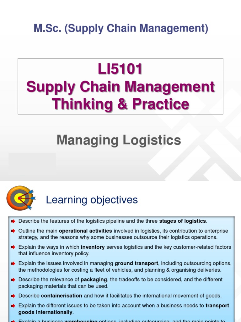LI5101 Managing Logistics | PDF | Logistics | Supply Chain Management