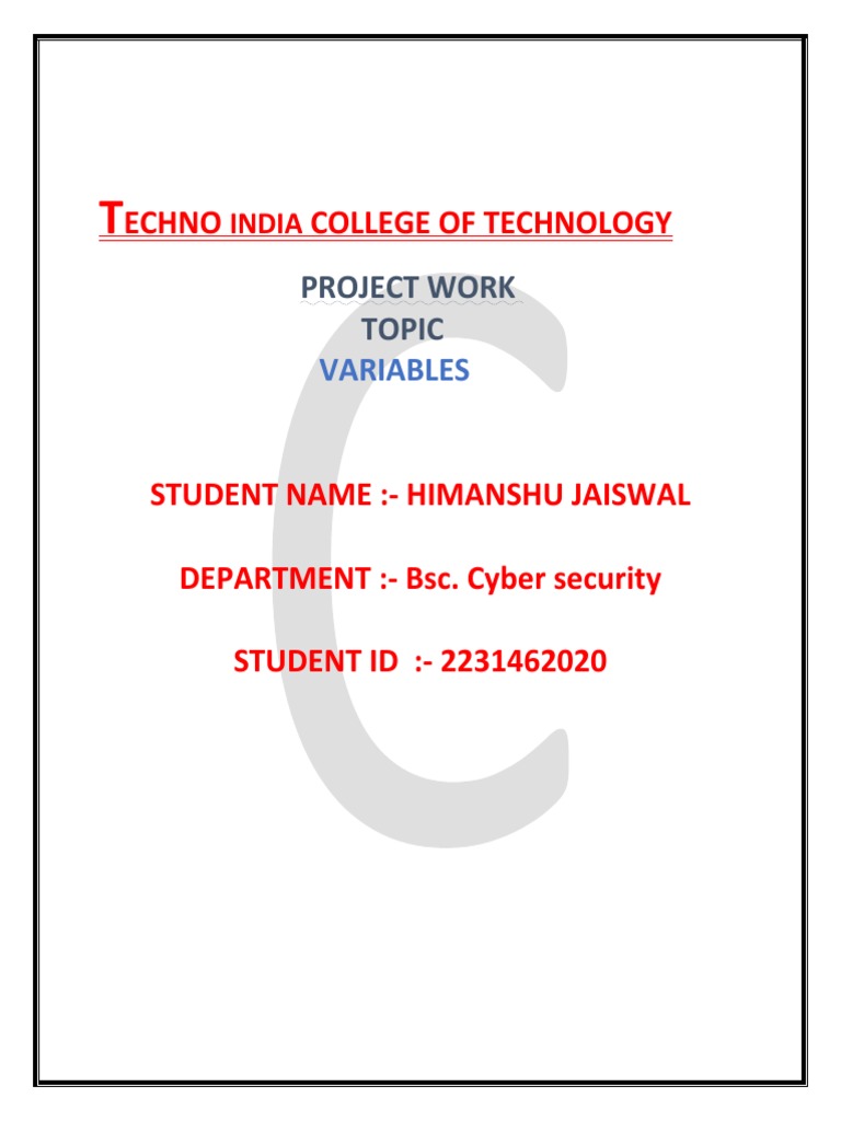 Variable Reprt Pdf Variable Computer Science Programming 