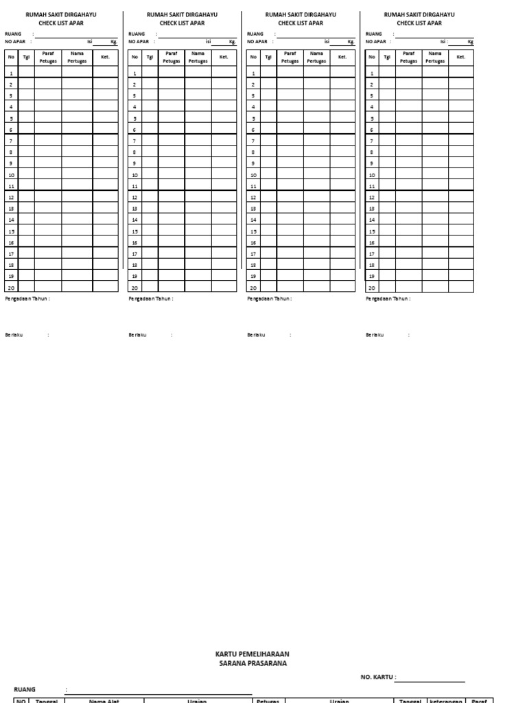 Check List Tabung APAR | PDF