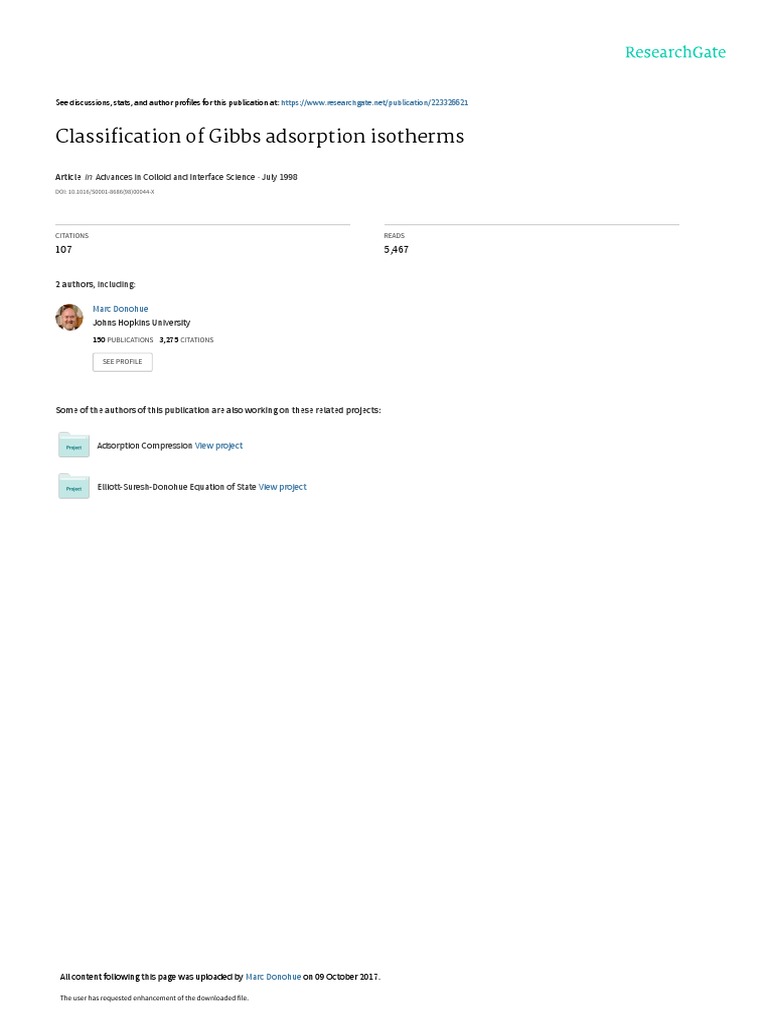 Classification of Gibbs Adsorption Isotherms | PDF