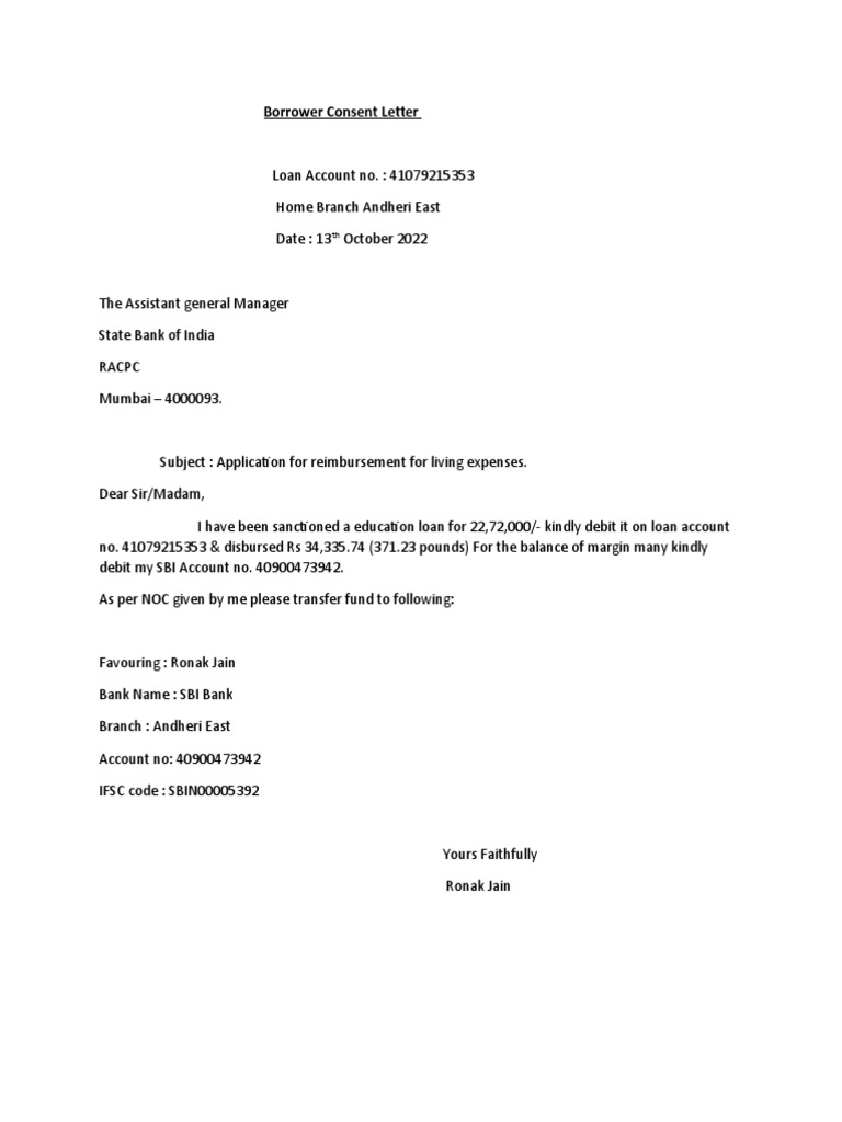 Borrower Consent Letter | PDF | Career & Growth | Finance & Money ...