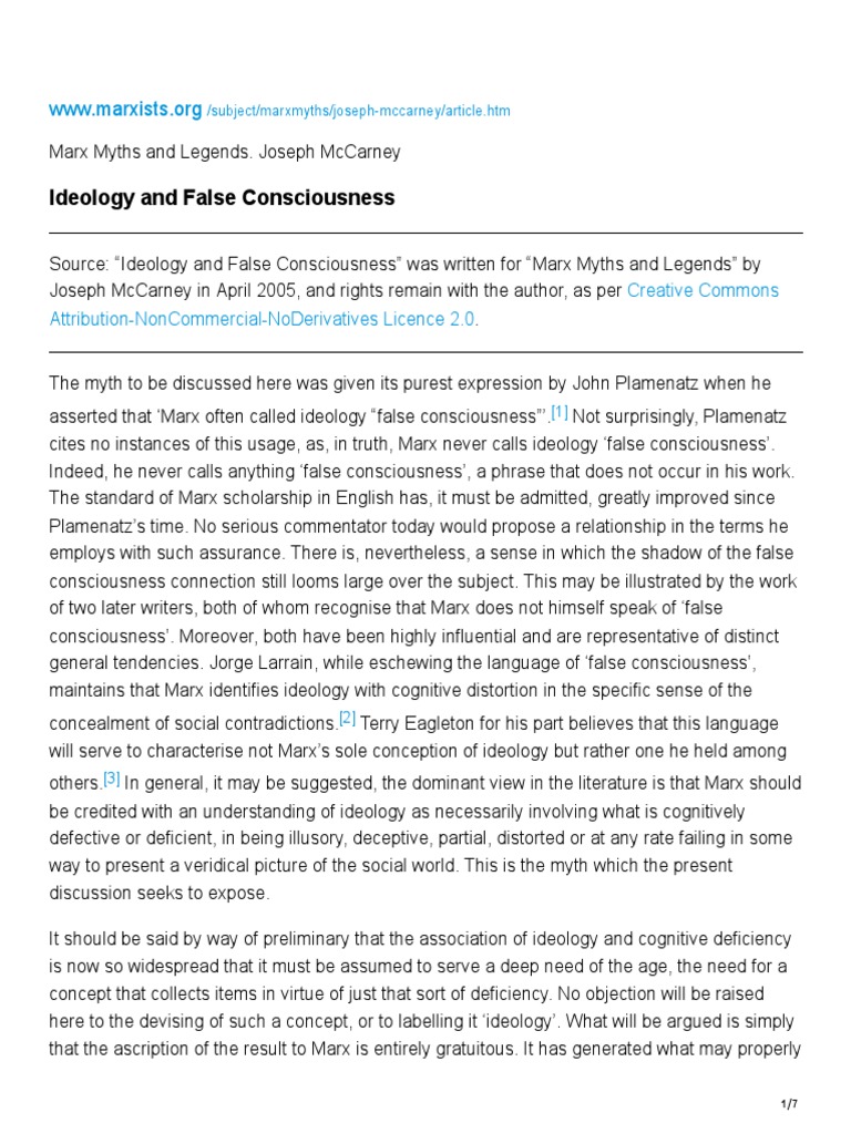 Debunking Marx's False Consciousness Myth | PDF | Ideologies | Karl Marx