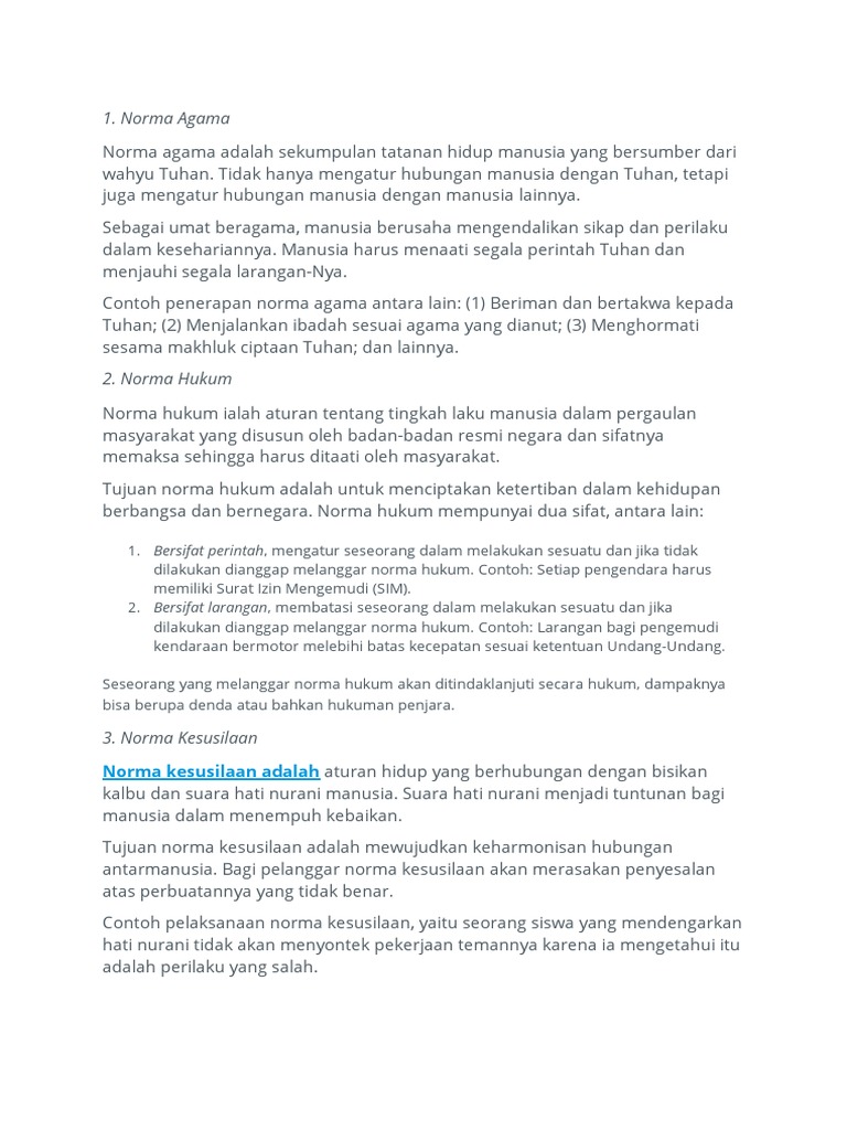 Memahami Berbagai Jenis Norma | PDF