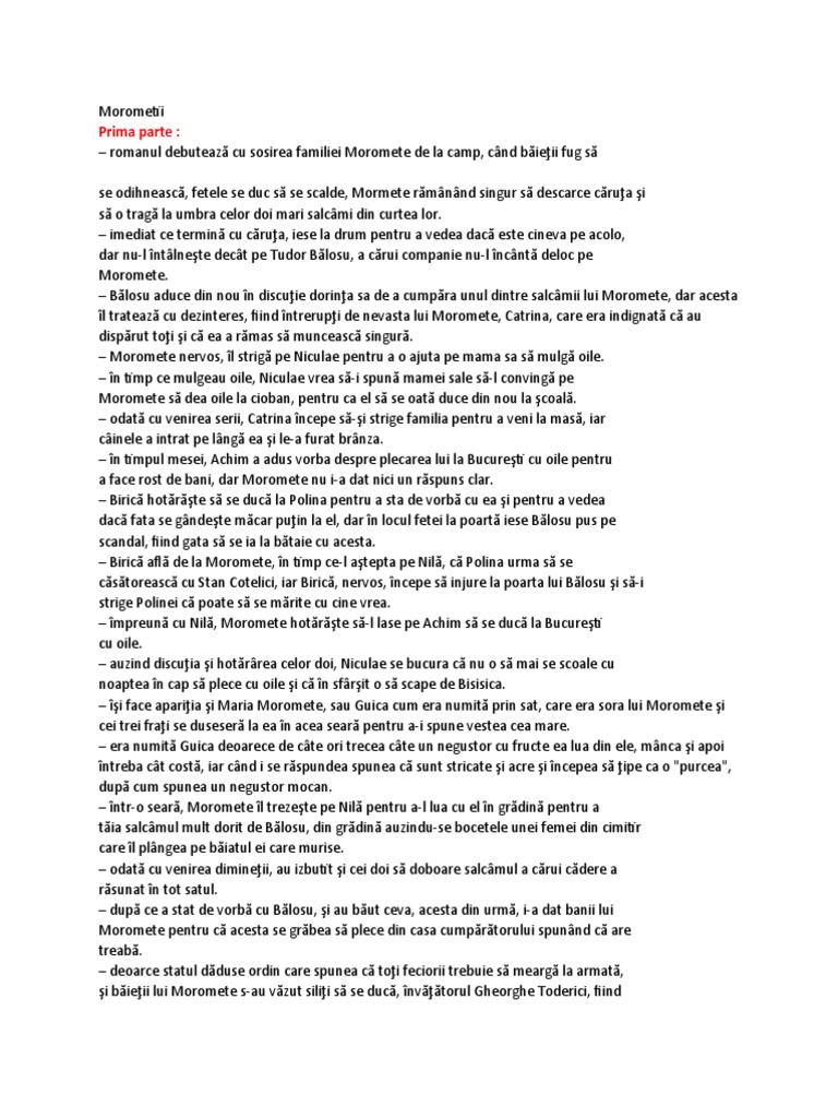 Morometii - Pentru Bac | PDF