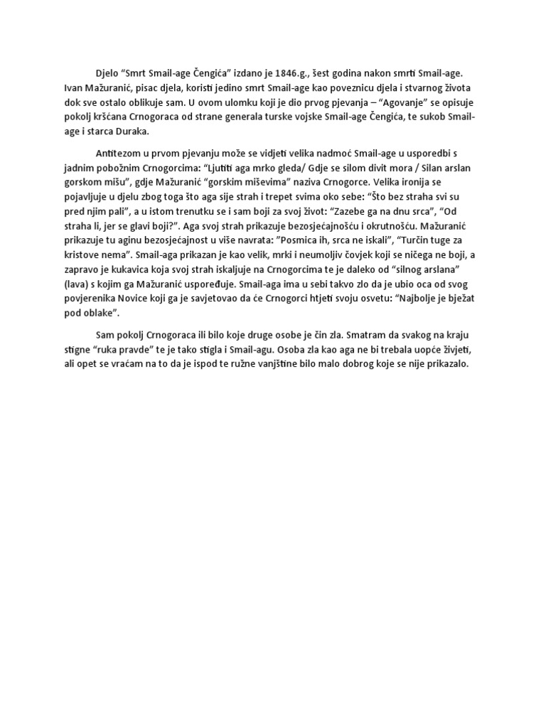 SMRT Smail-Age Čengića - Agovanje | PDF