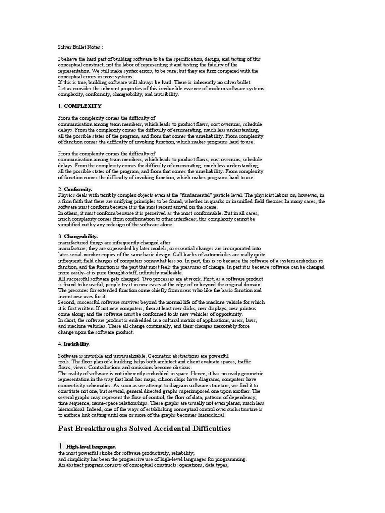Silver Bullet Short Notes | PDF | Art | Technology & Engineering