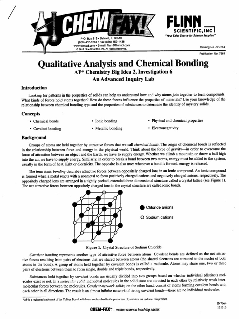 6 - Qual Analysis - Chemical Bonding Lab | PDF