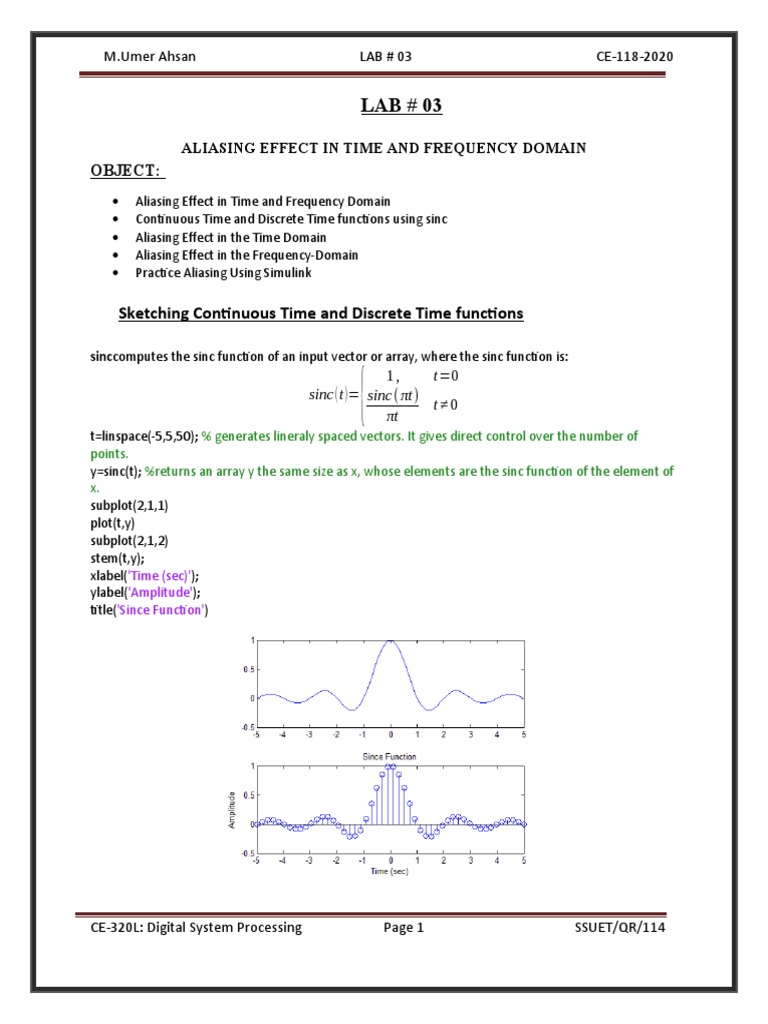 DSP Lab 03 | PDF | Sampling (Signal Processing) | Spectral Density