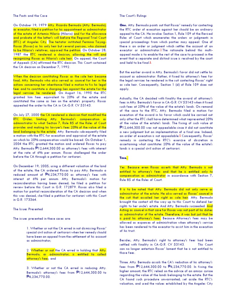 Atty. Ricardo Bermudo Vs Fermina Tayag-Roxas | PDF