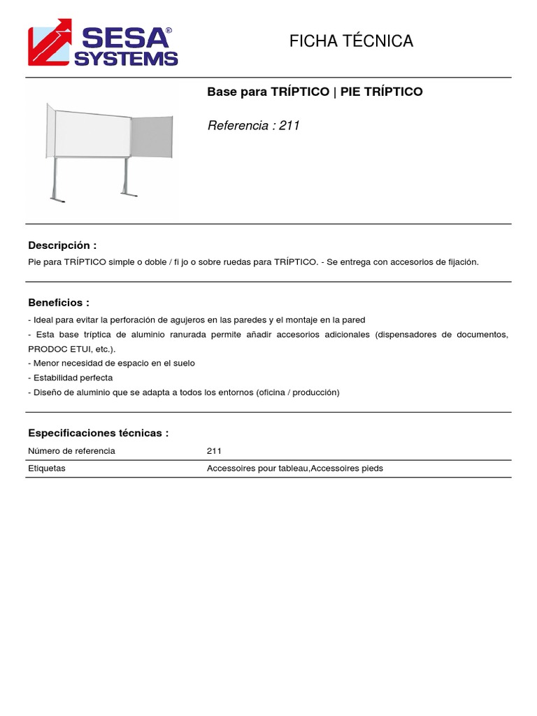 Ficha Técnica: Base para Tríptico - Pie Tríptico | PDF