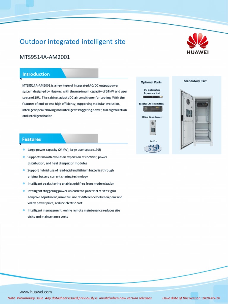 Outdoor Integrated Intelligent Site: MTS9514A-AM2001 | PDF | Electrical Grid | Power Supply