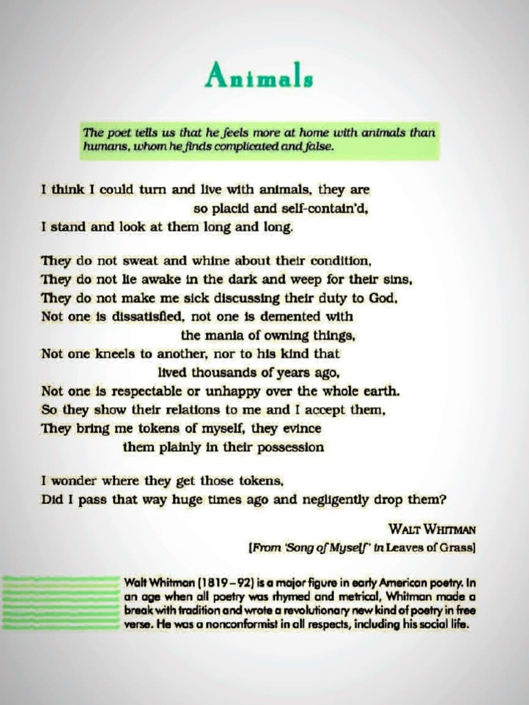 Whitman's Connection with Animals | PDF