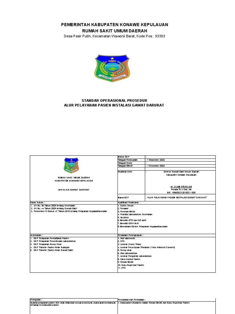 Sop Alur Pelayanan Ugd | PDF