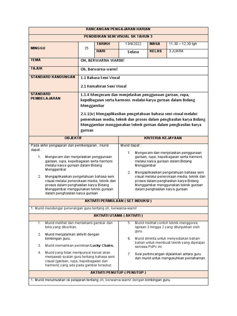 RPH Minggu 25 | PDF | Karier & Perkembangan | Kajian Bahasa Asing