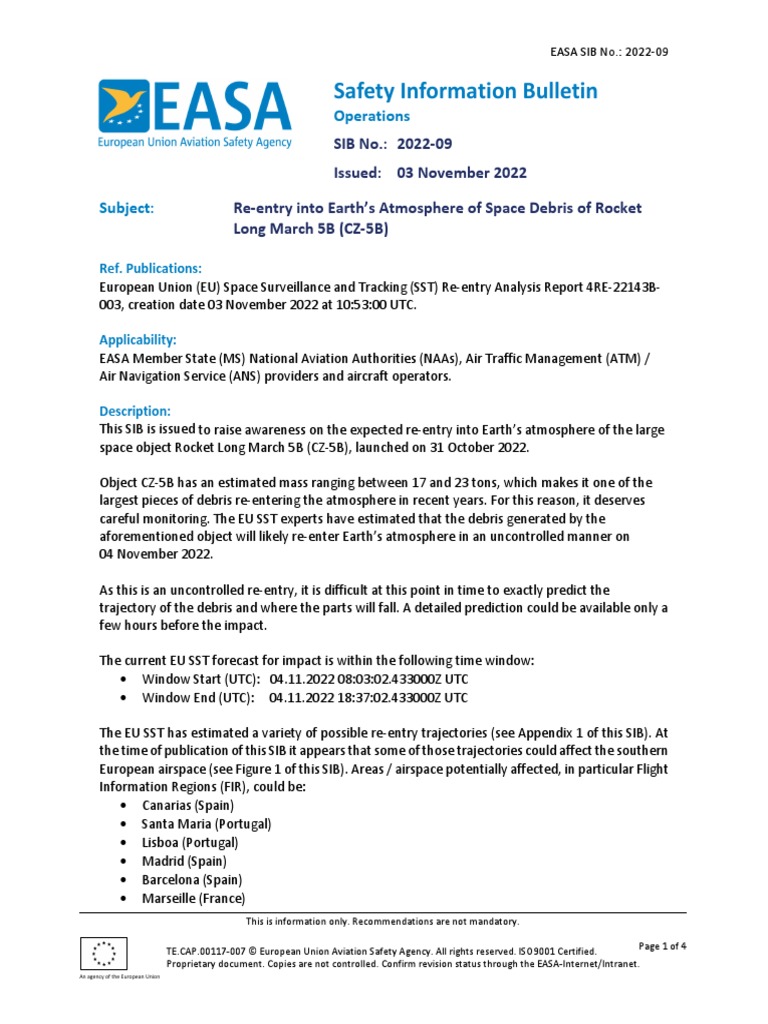 Easa Sib 2022-09 1 | PDF