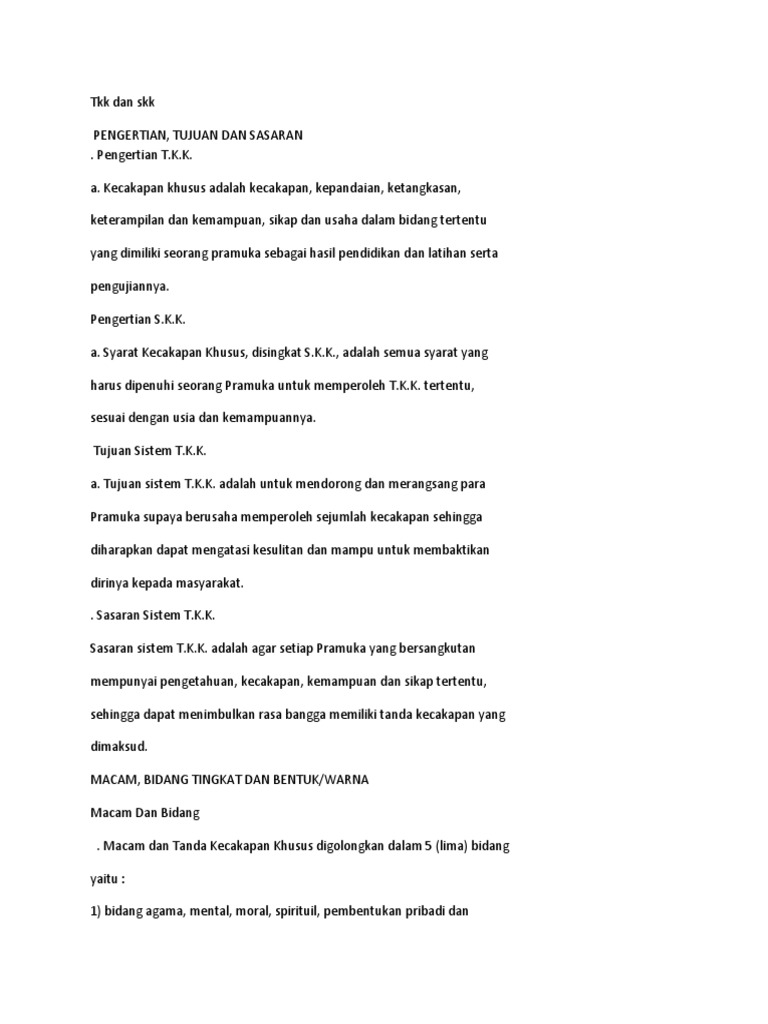 Materi TKK Dan SKK | PDF