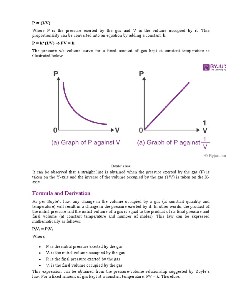 Boyles Law | PDF | Gases | Pressure