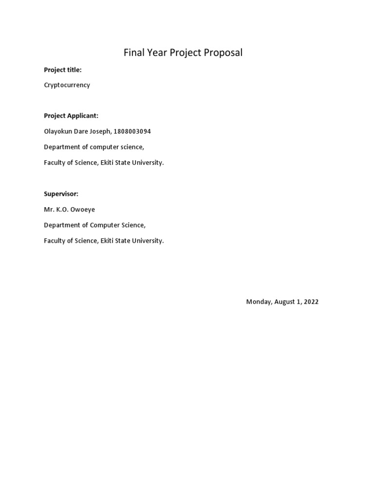 Final Year Project Proposal FYP | PDF