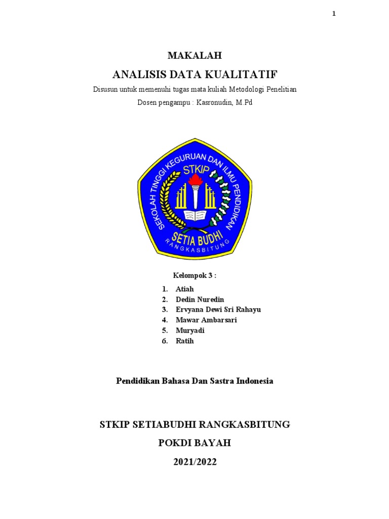 Makalah Analisis Data Kualitatif | PDF