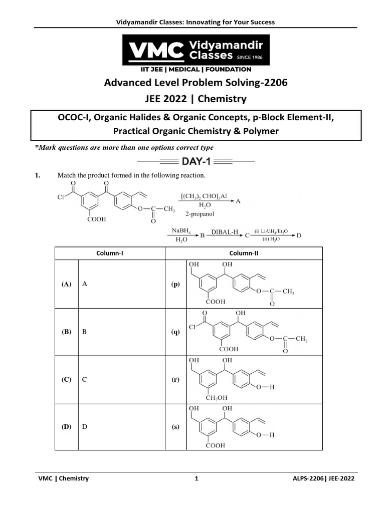 Chemistry Advanced Level Problem Solving (ALPS-6) - Paper | PDF | Acid ...