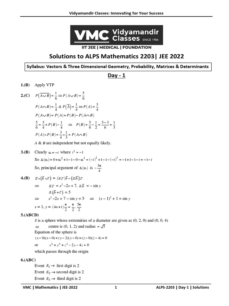 Maths Advanced Level Problem Solving (ALPS-3) - Solution | PDF | Geometry | Mathematical Objects
