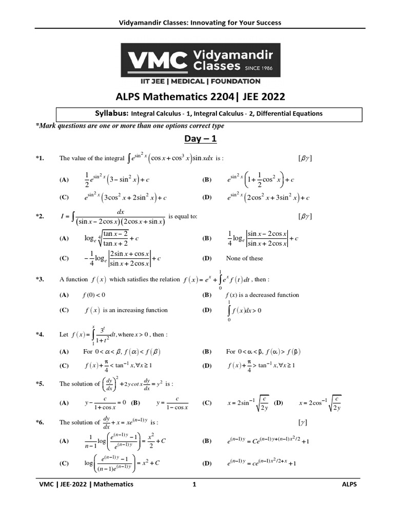 Maths Advanced Level Problem Solving (ALPS-4) - Paper | PDF | Equations ...