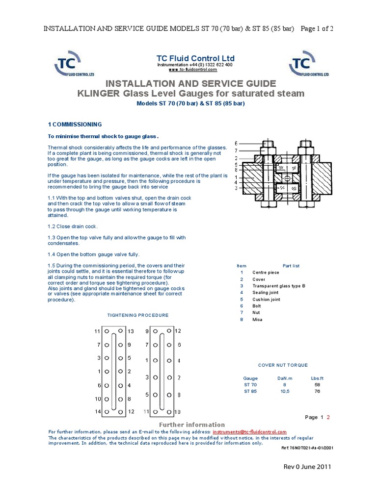 KLINGER Glass Level Gauge Guide | PDF | Valve | Glasses