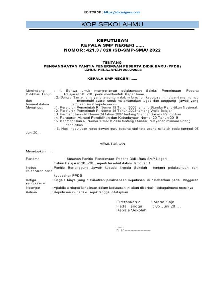 SK PPDB 2022 2023 | PDF