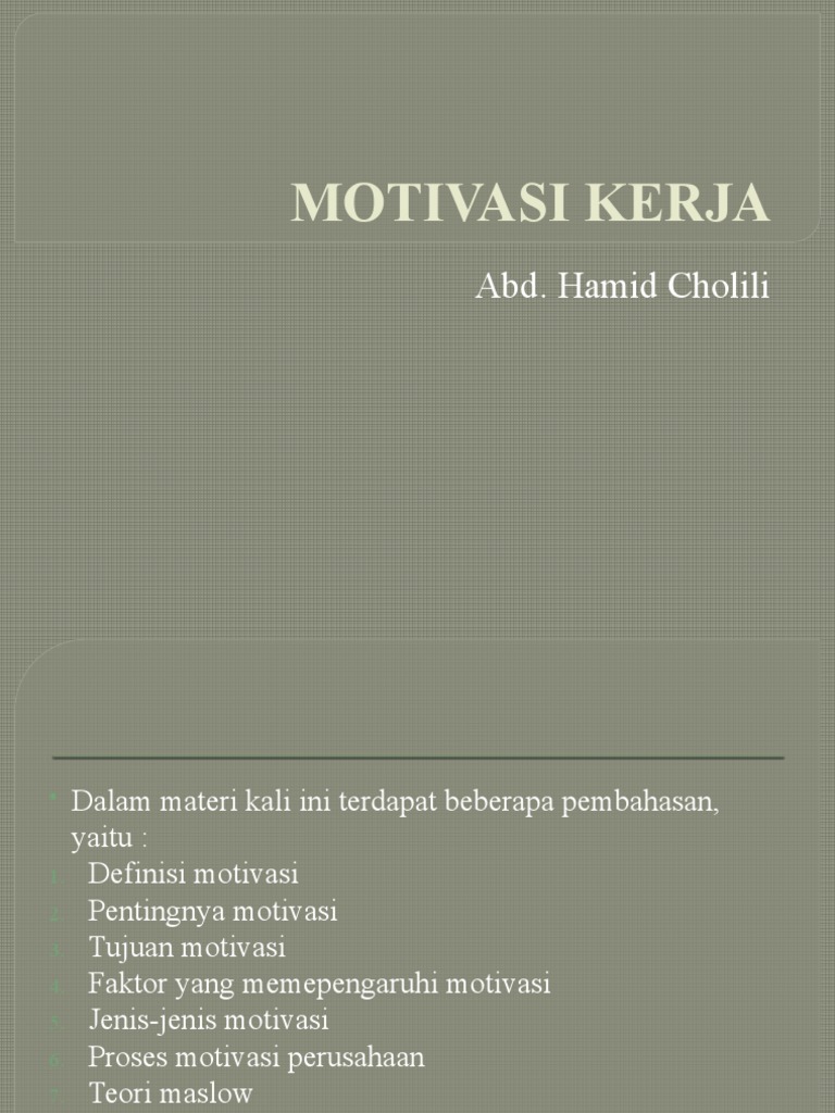 Motivasi Kerja di Perusahaan | PDF