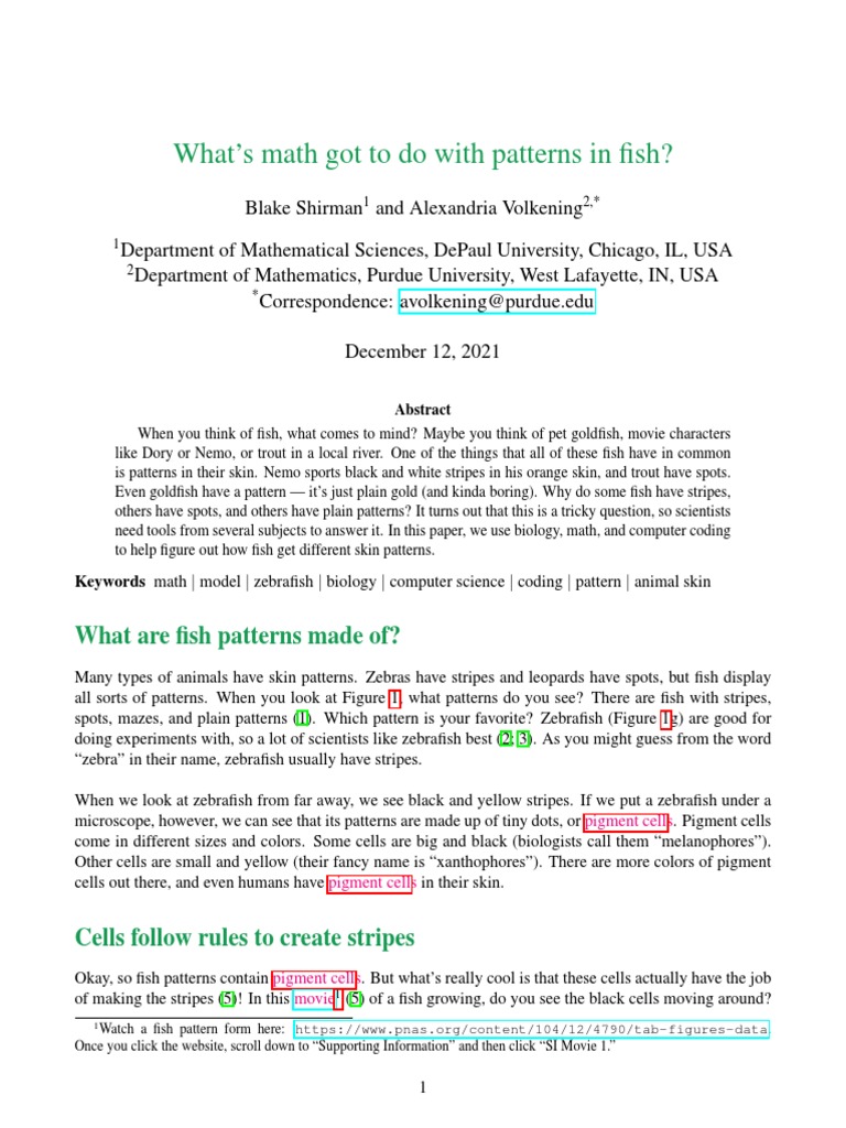 What's Math Got To Do With Patterns in Fish? | PDF | Mutation | Mathematics