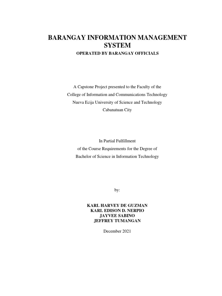 Barangay Information Management System o | PDF | Graphical User ...