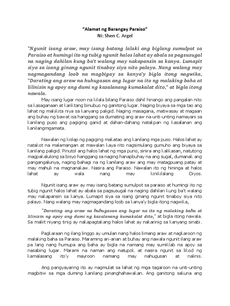 Alamat NG Brgy. Paraiso | PDF