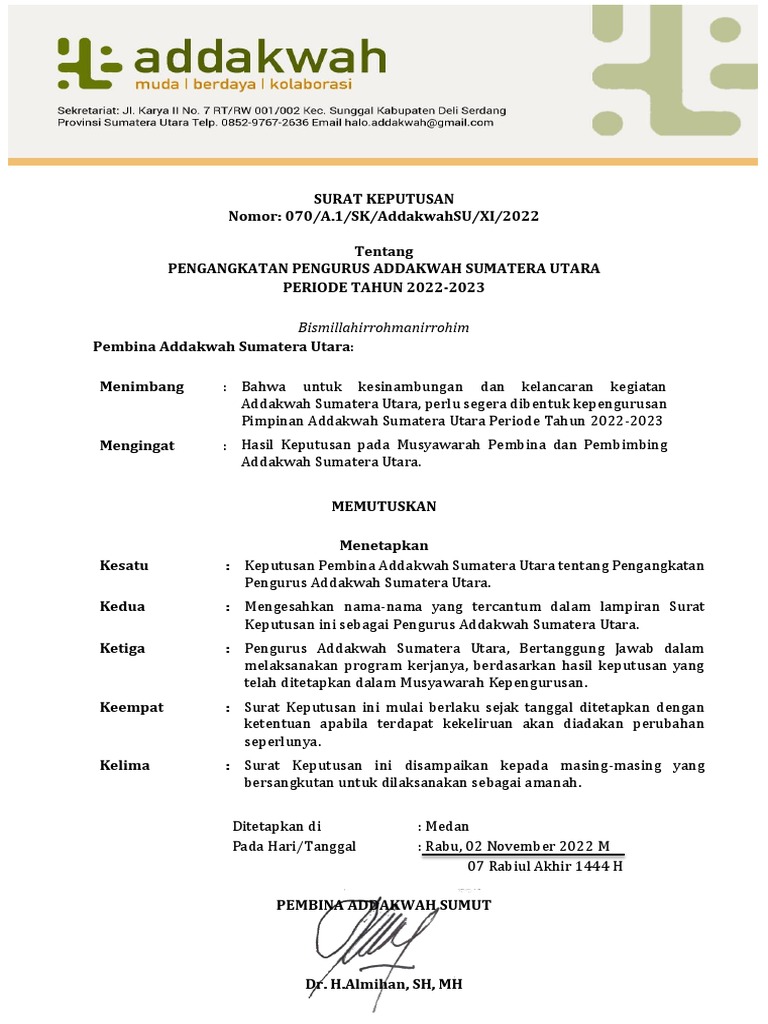 070 SK Kepengurusan 2022-2023 | PDF