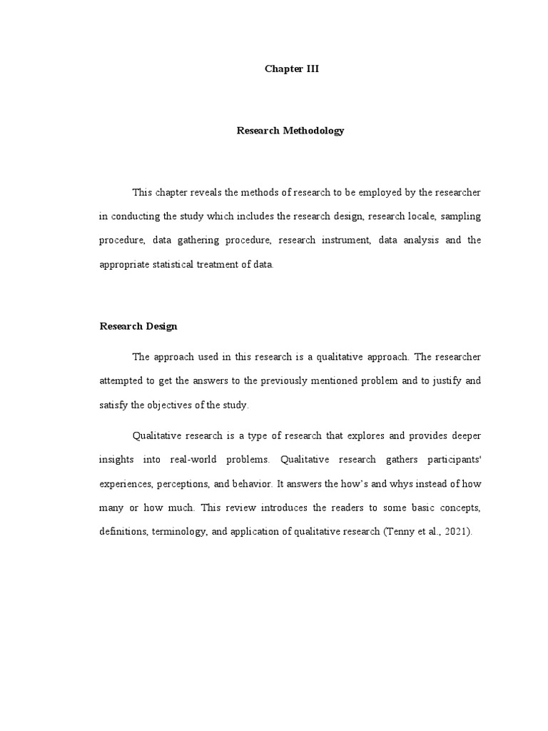 Chapter III | PDF | Sampling (Statistics) | Qualitative Research