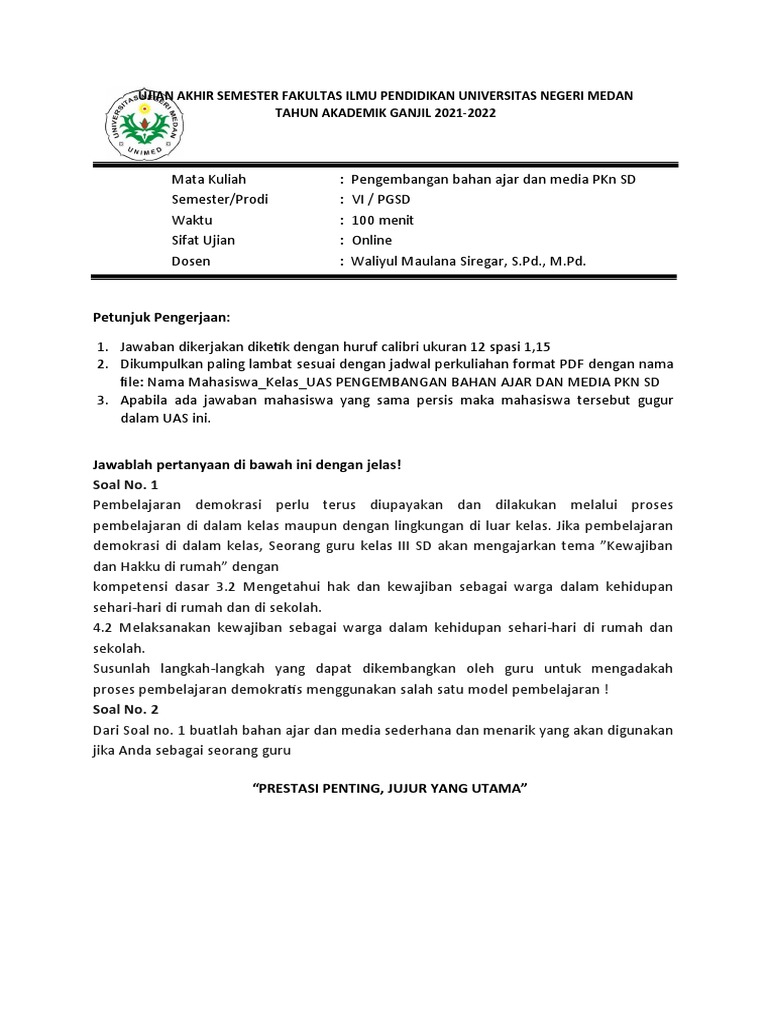 Uas Pba Dan Media PKN SD | PDF | Kesehatan Holistik