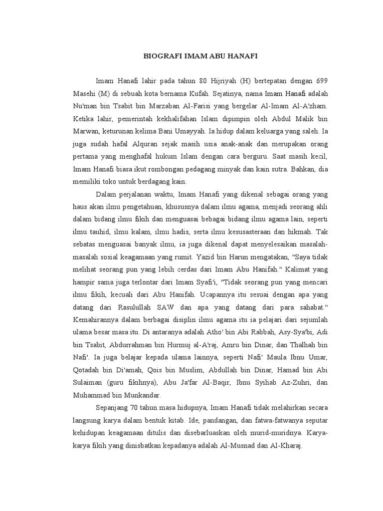 Biografi Imam Abu Hanafi | PDF