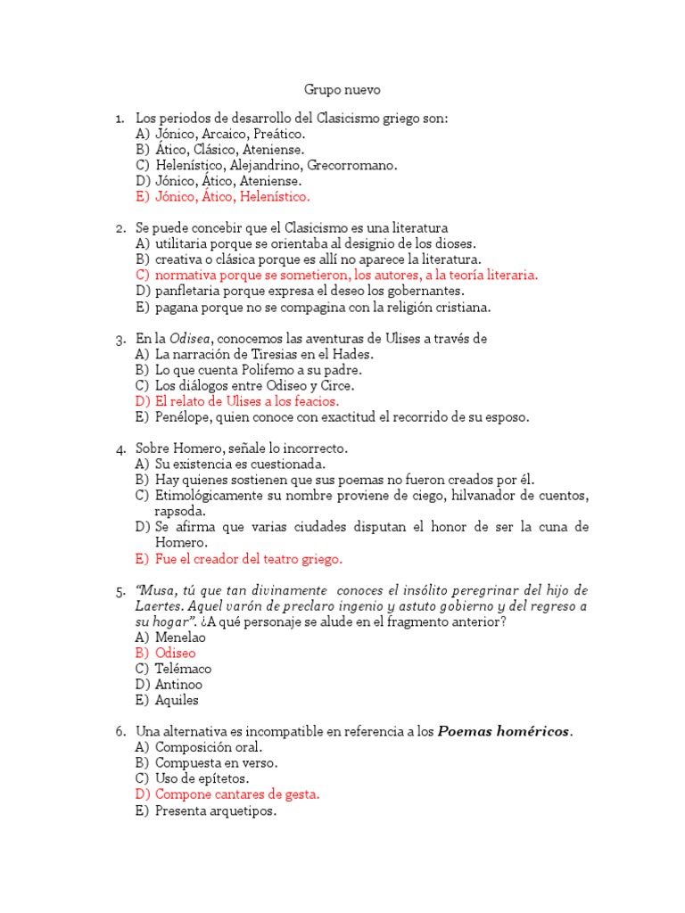 Preguntas | PDF | Odiseo | Don Quijote