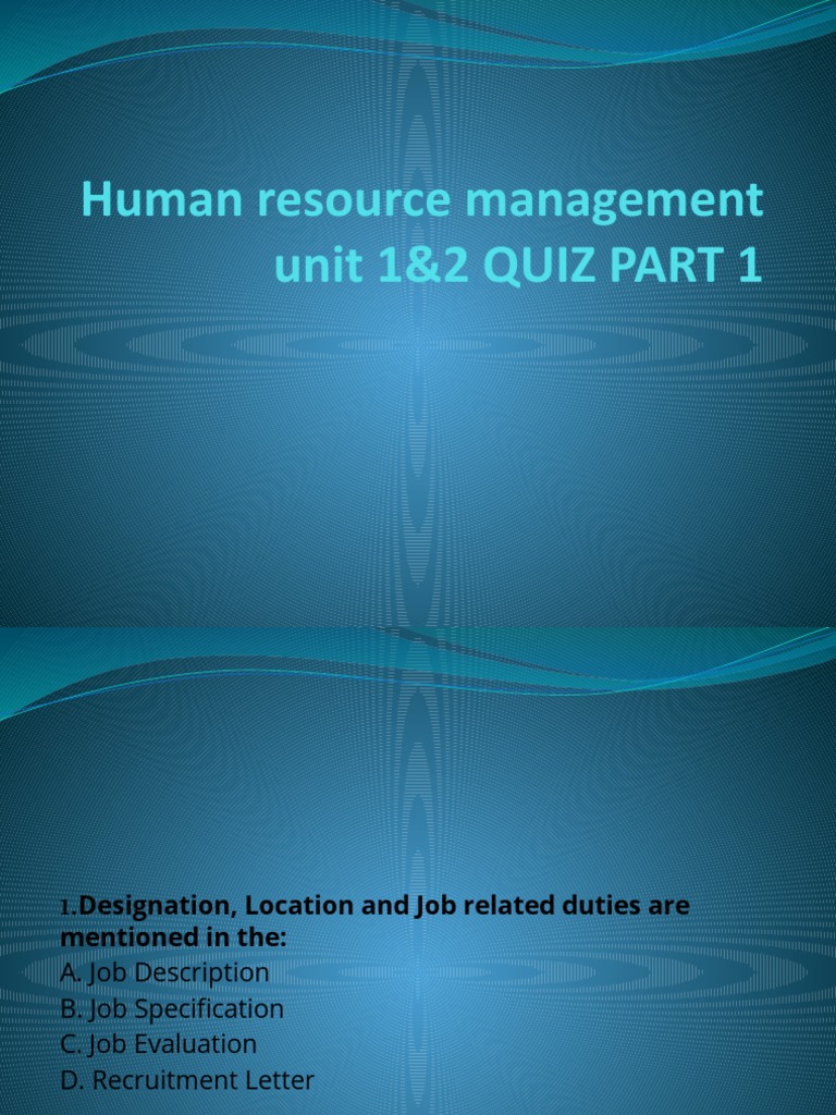 Human Resource Management Unit 1&2 QUIZ PART 1 | Download Free PDF ... Human Resource Management Unit 1&2 QUIZ PART 1 | Download Free PDF ...