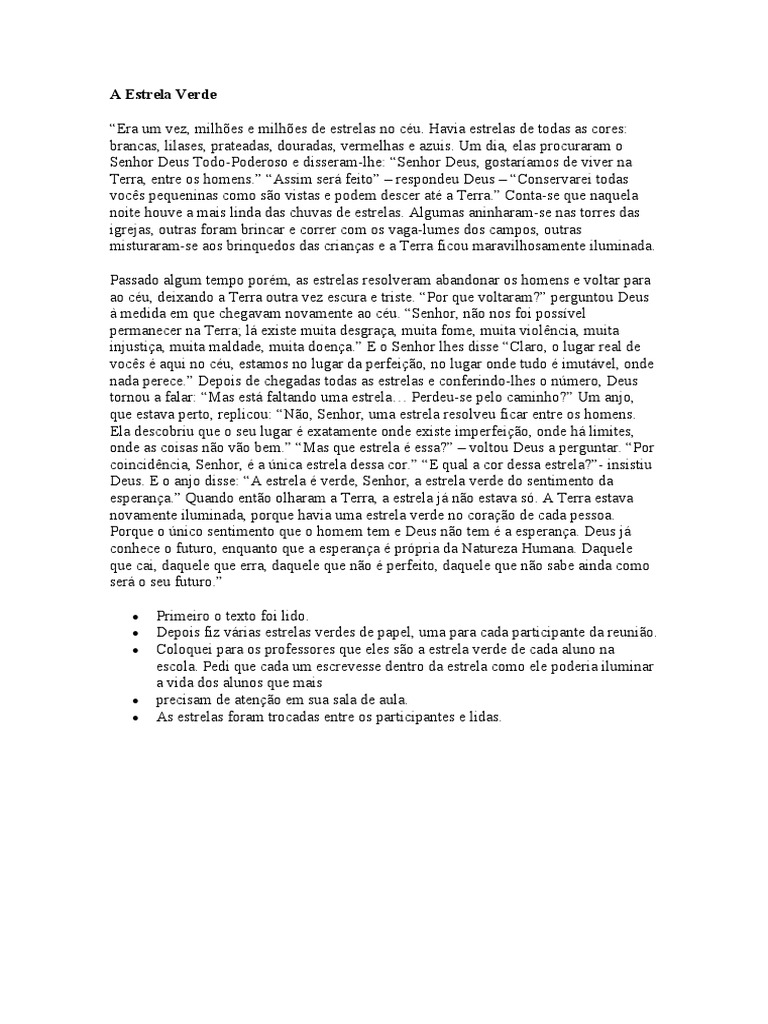 A Estrela Verde - Dinâmica | PDF