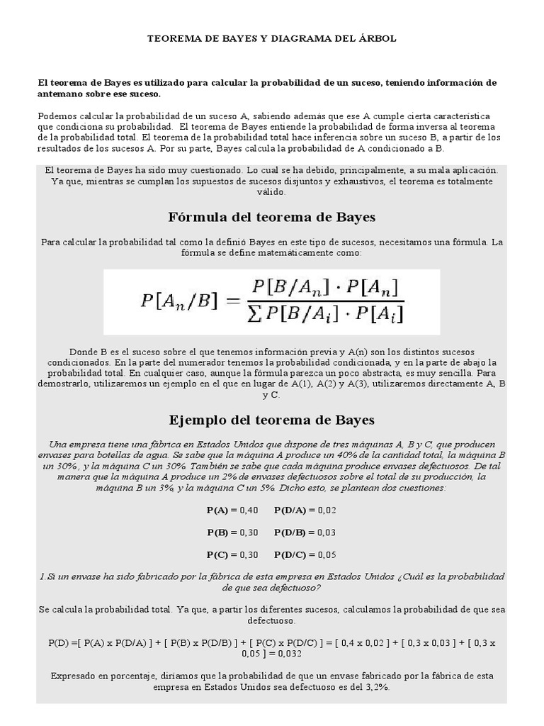 Teorema de Bayes y Diagrama Del Árbol | PDF | Probabilidad | Álgebra de Boole