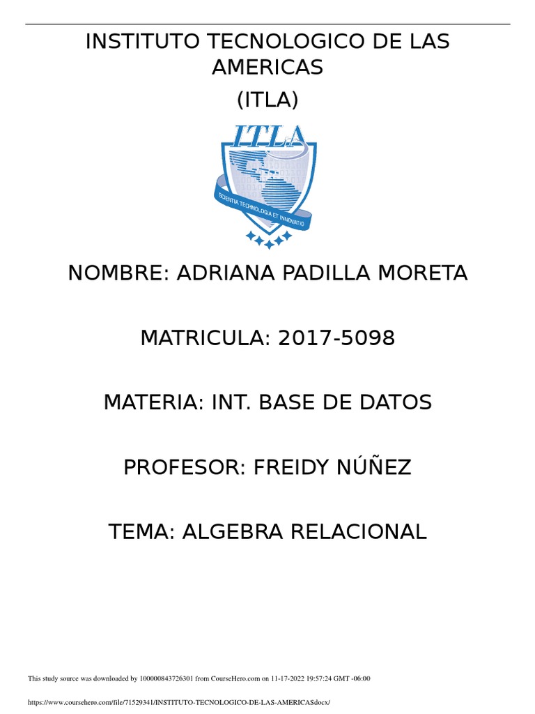 Instituto Tecnologico de Las Americas | PDF | Bases de datos | Gestión ...