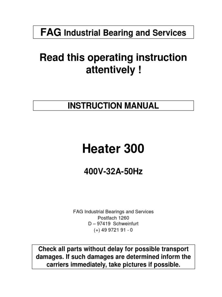 Manual FAG HEATER300 | PDF