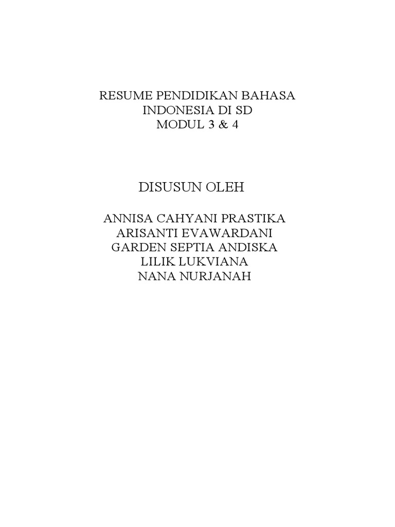 Resume Modul 3 Dan 4 Pend. B.indonesia | PDF